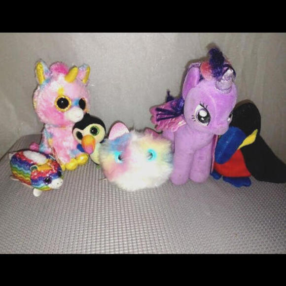 Toys | 5 Ty Plush Toy Bundle And 1 Talking Pomsies Skyrocket Toy Read ...